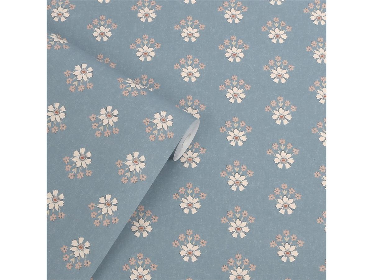 Laura Ashley Wallpaper Semington Floral 143325 Newport Blue