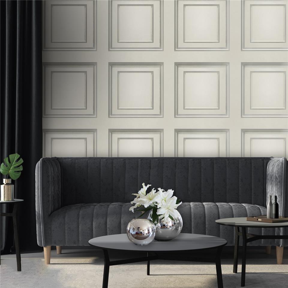 ZAMBAITI PARATI AMARA WOOD PANEL WALLPAPER 7388 White/Silver