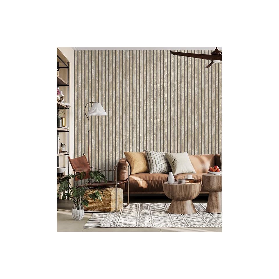 Crown Luxe Carbon Oxidize Slat Wallpaper M1752 Natural