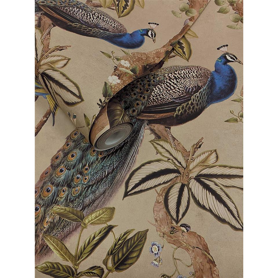 Holden Statement Arboretum Wallpaper Peacock woods 13680 taupe