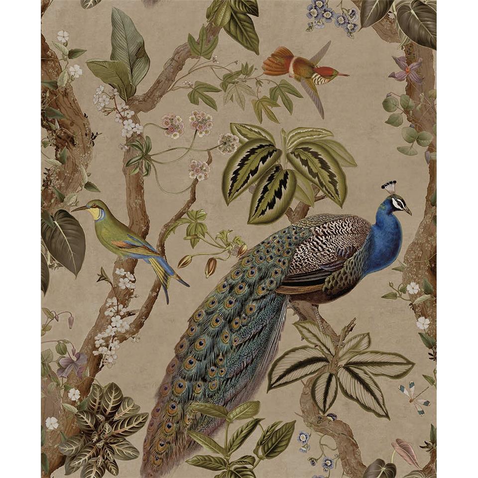 Holden Statement Arboretum Wallpaper Peacock woods 13680 taupe